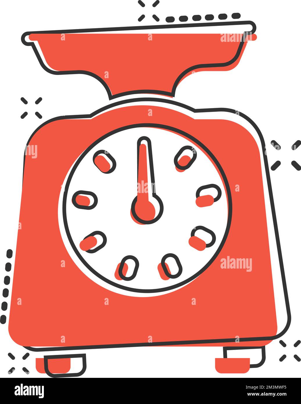 Bathroom weight scale icon in comic style. Mass measurement cartoon ...