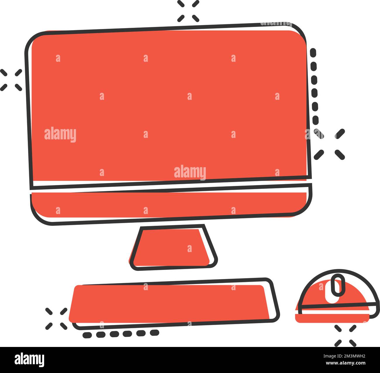Personal computer in comic style. Desktop pc cartoon vector ...