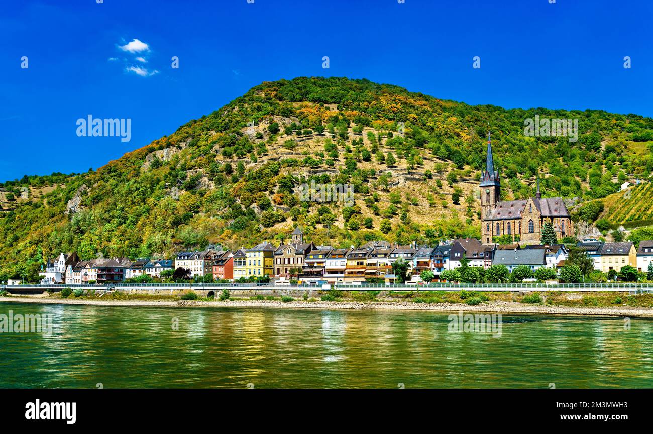Landscape of Lorchhausen town in the Rhine Gorge. UNESCO world heritage ...