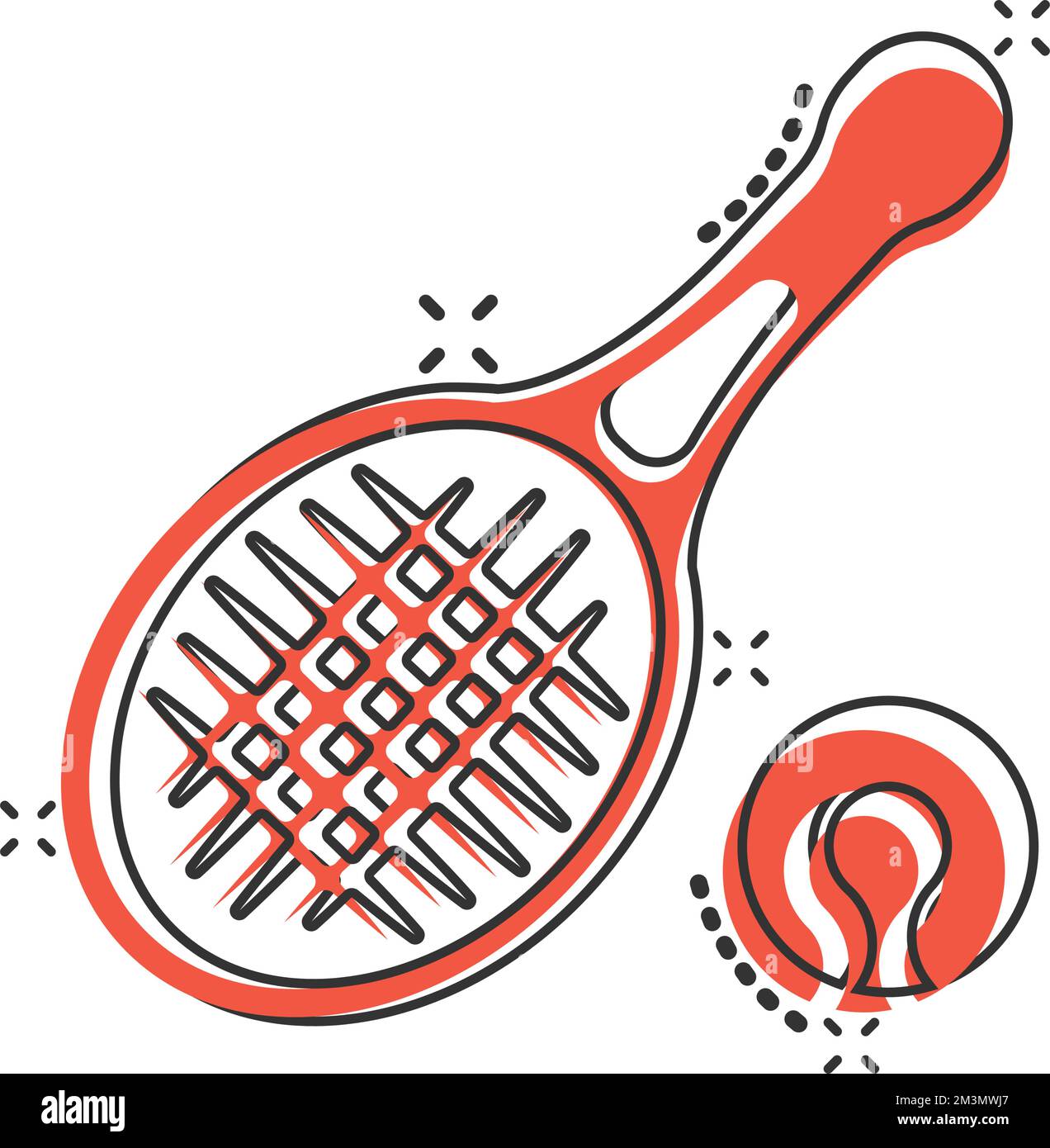 Tennis racket icon in comic style. Gaming racquet cartoon vector ...
