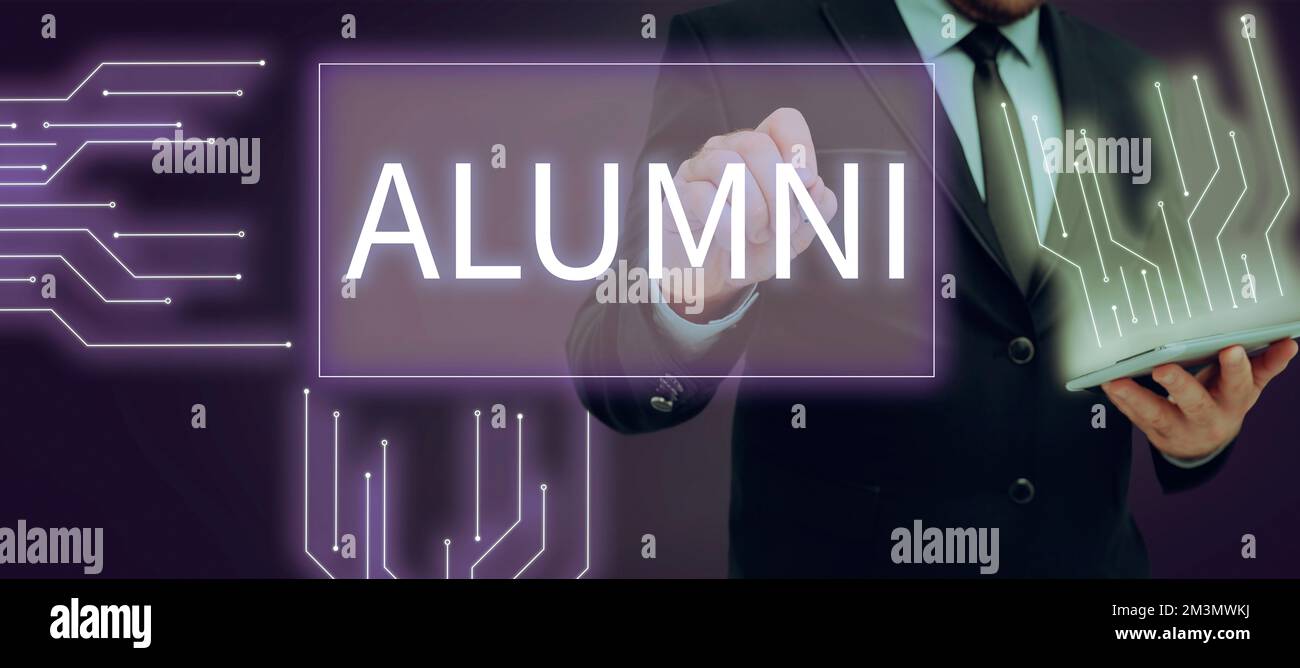 Writing displaying text Alumni. Word for former pupil or student ...