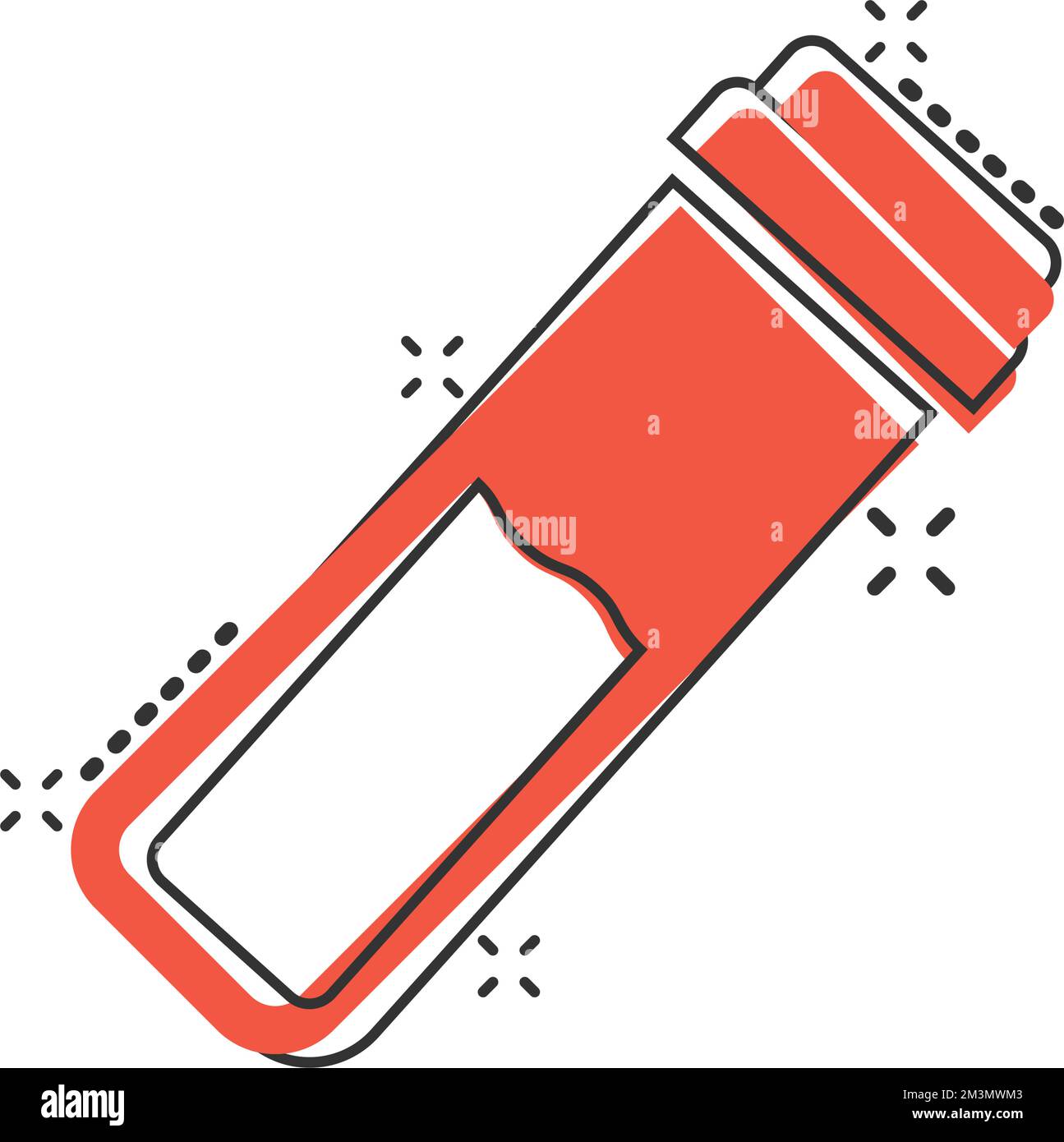 Blood in test tube icon in comic style. Laboratory flask cartoon vector ...