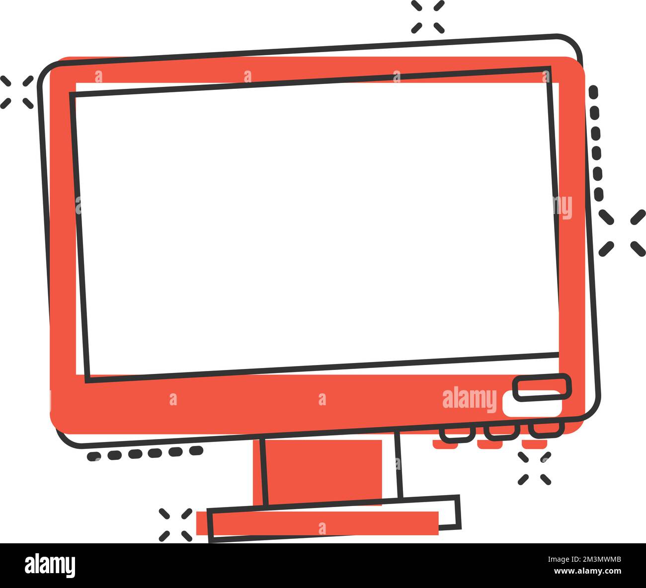 Personal computer in comic style. Desktop pc cartoon vector ...
