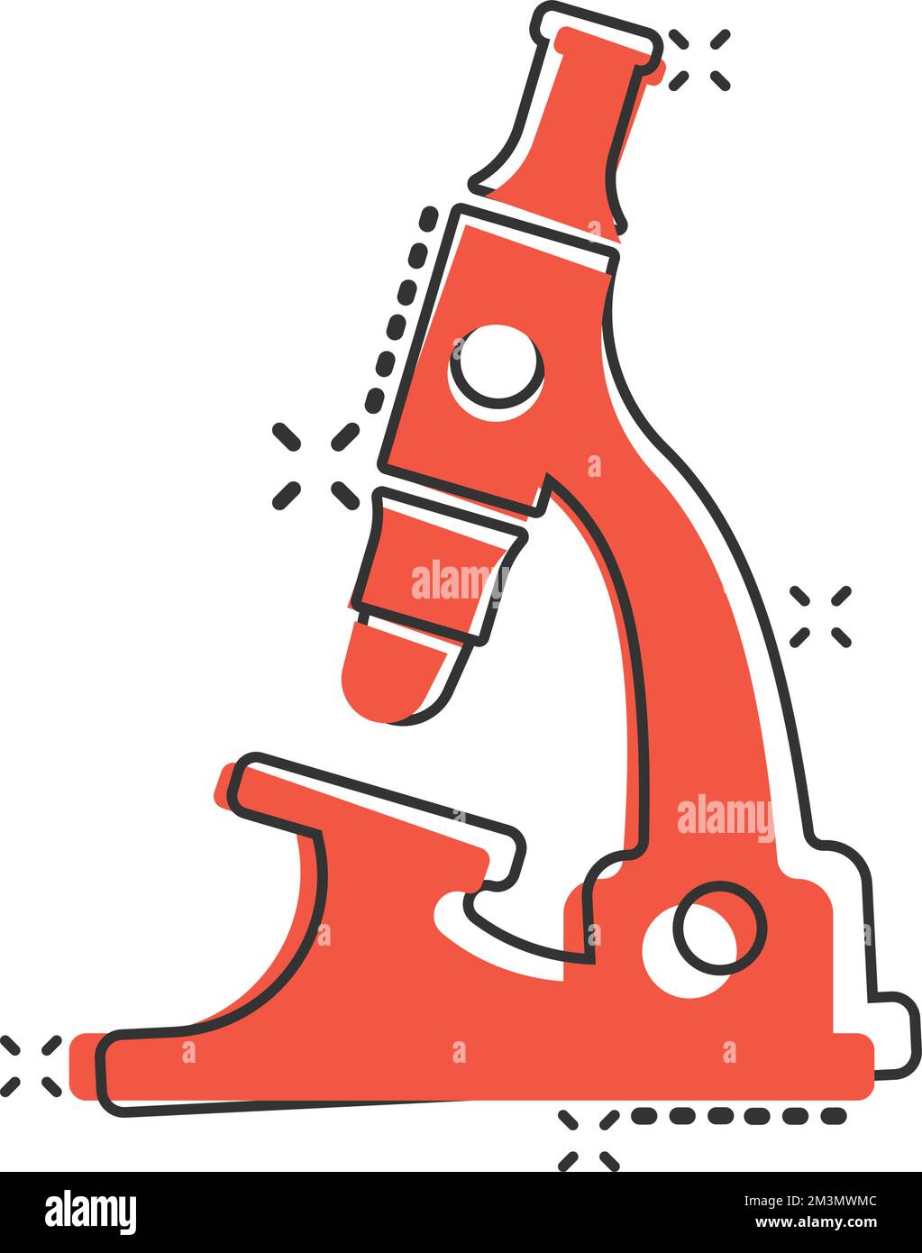 Microscope icon in comic style. Laboratory magnifier cartoon vector ...