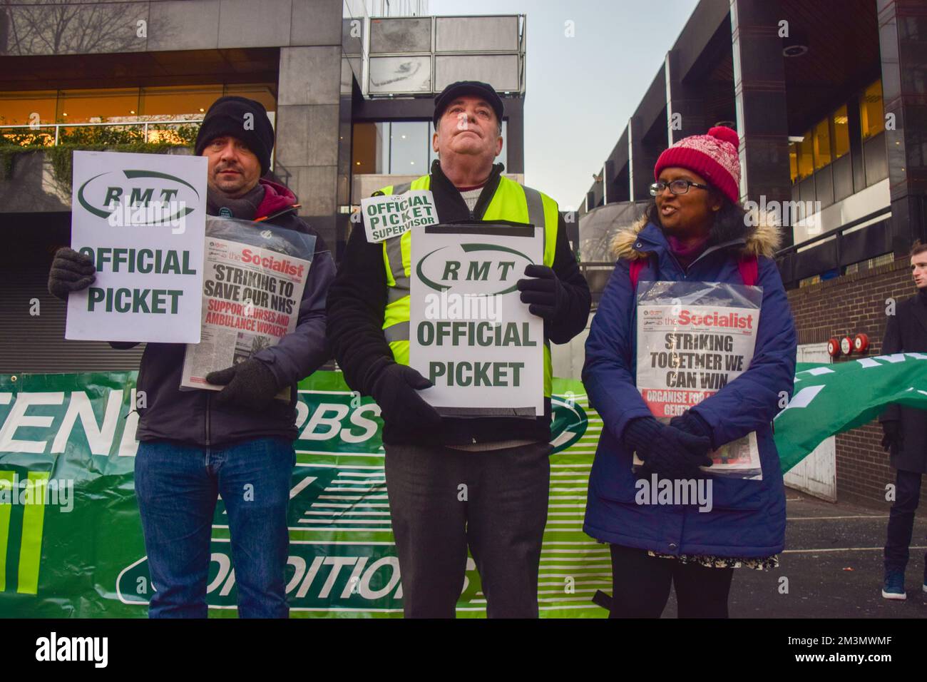 London, UK. 16th December 2022. RMT picket line outside Euston Station ...