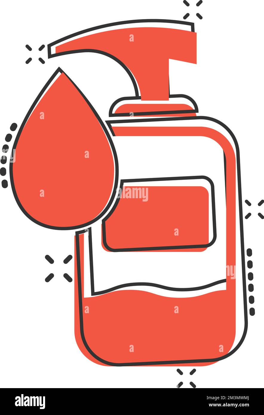 Hand sanitizer icon in comic style. Antiseptic bottle cartoon vector ...