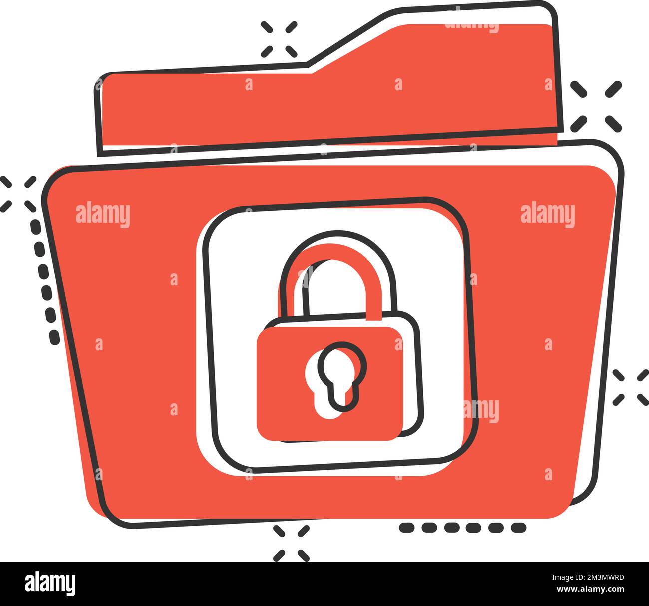 Files folder permission icon in comic style. Document access cartoon ...