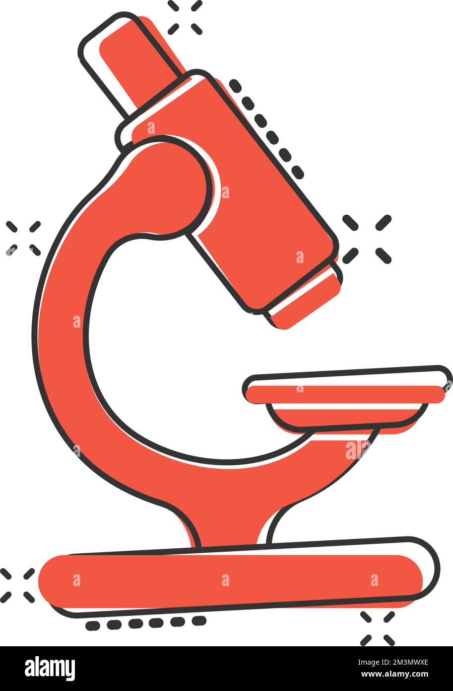 Microscope icon in comic style. Laboratory magnifier cartoon vector ...