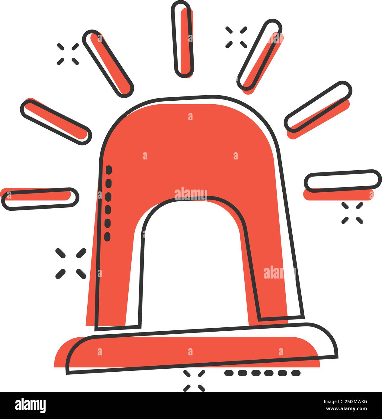 Emergency alarm icon in comic style. Alert lamp cartoon vector ...