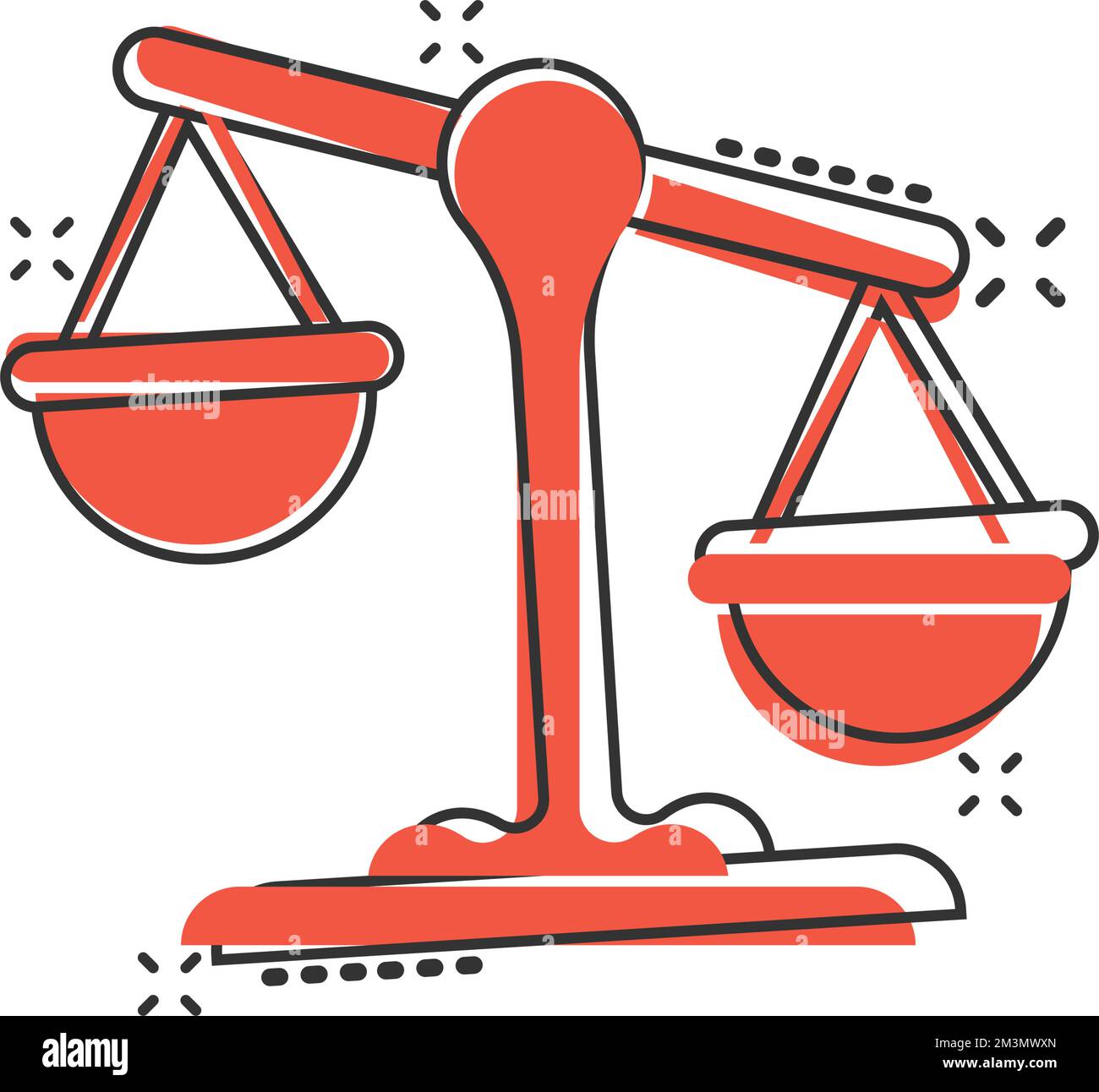Scales icon in comic style. Libra cartoon vector illustration on ...