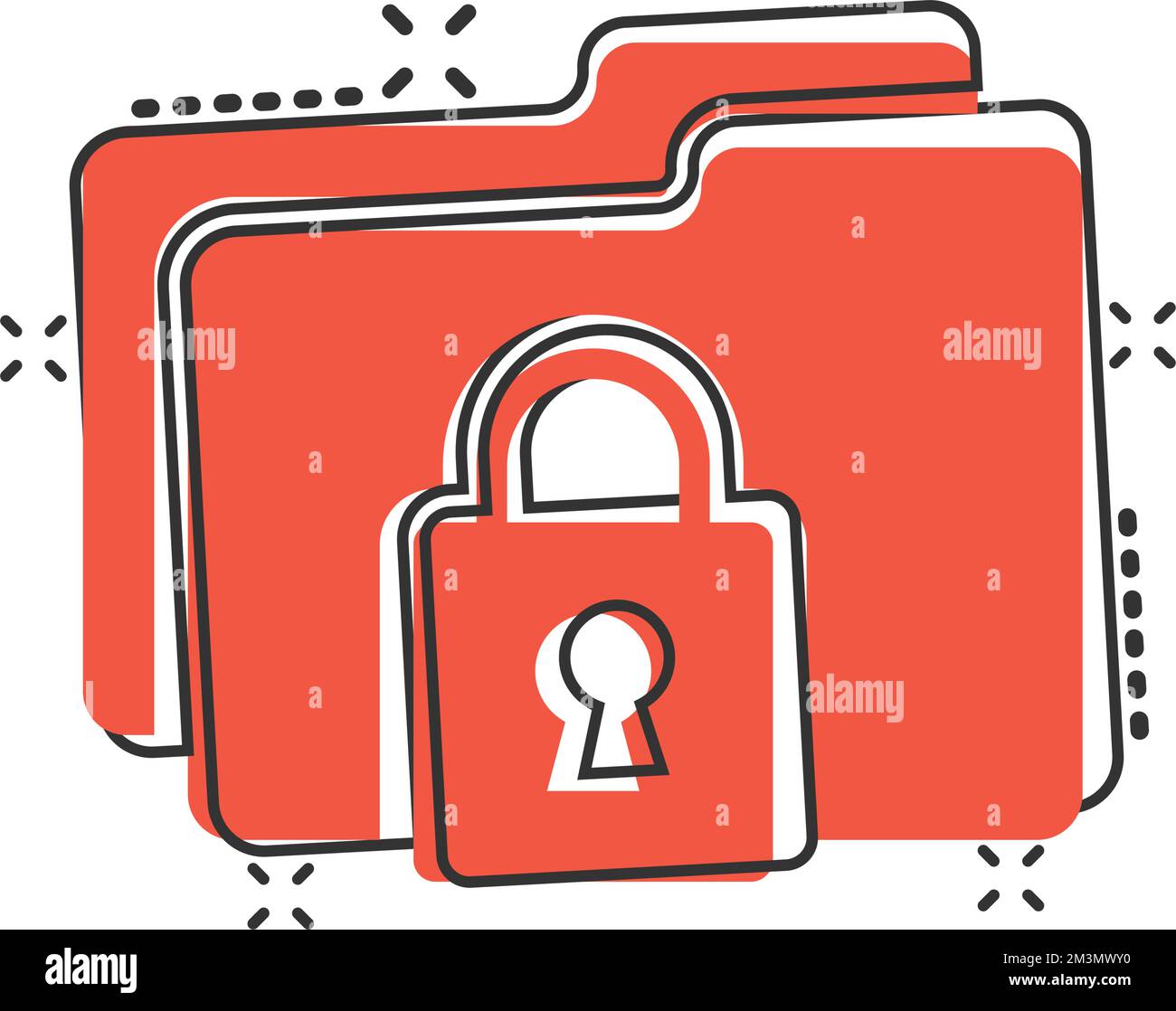 Files folder permission icon in comic style. Document access cartoon ...