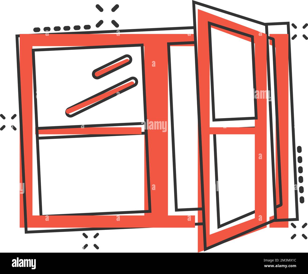 Window icon in comic style. Casement cartoon vector illustration on ...