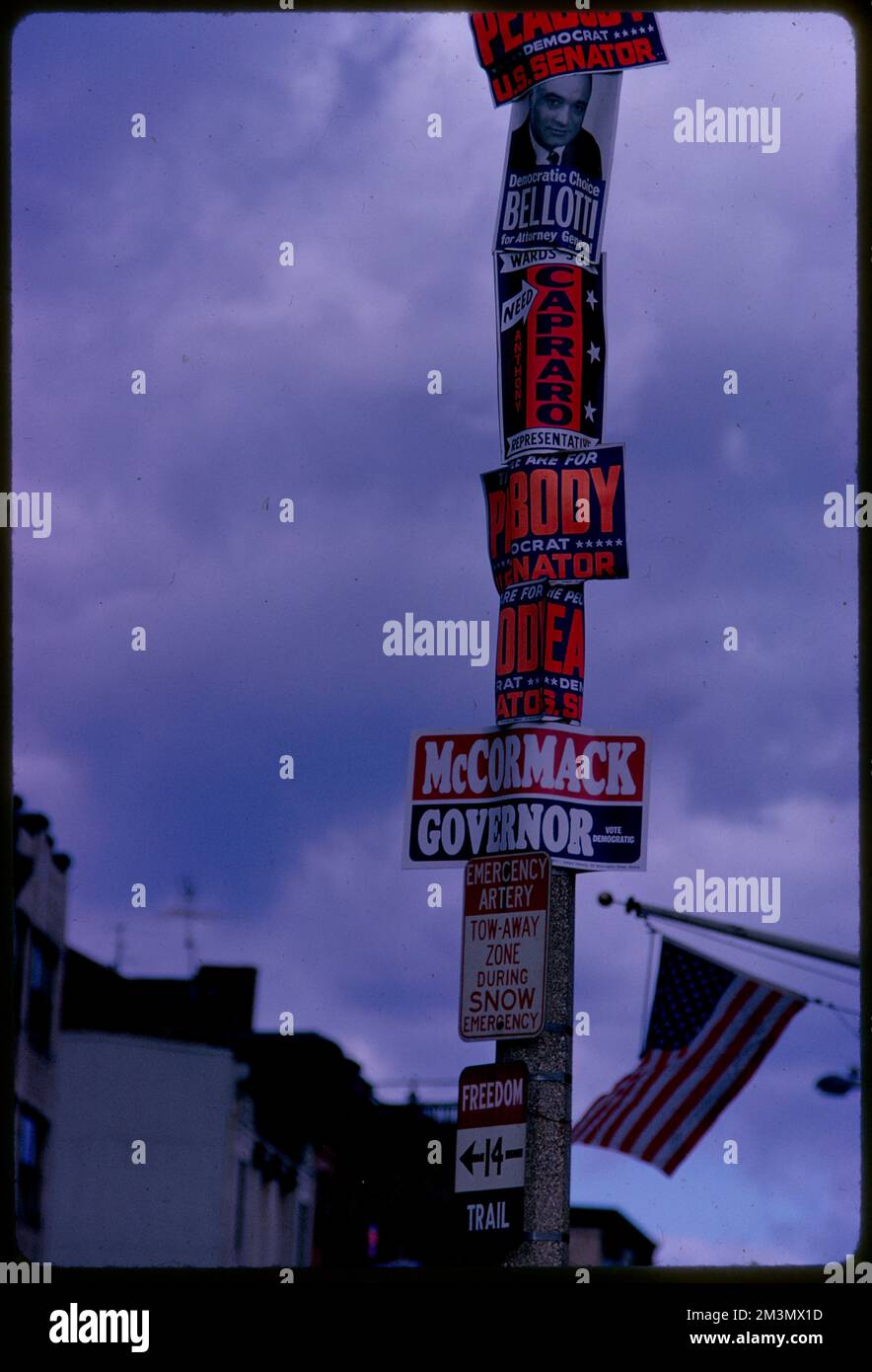 Pole with political signs , Political posters. Edmund L. Mitchell ...