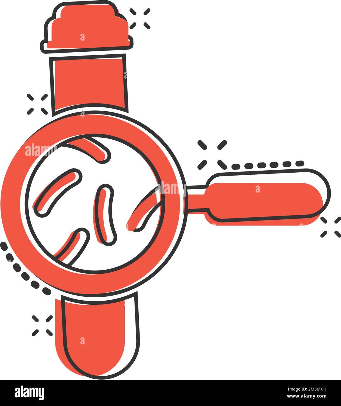 Blood test tube icon in comic style. Hematology cartoon vector ...