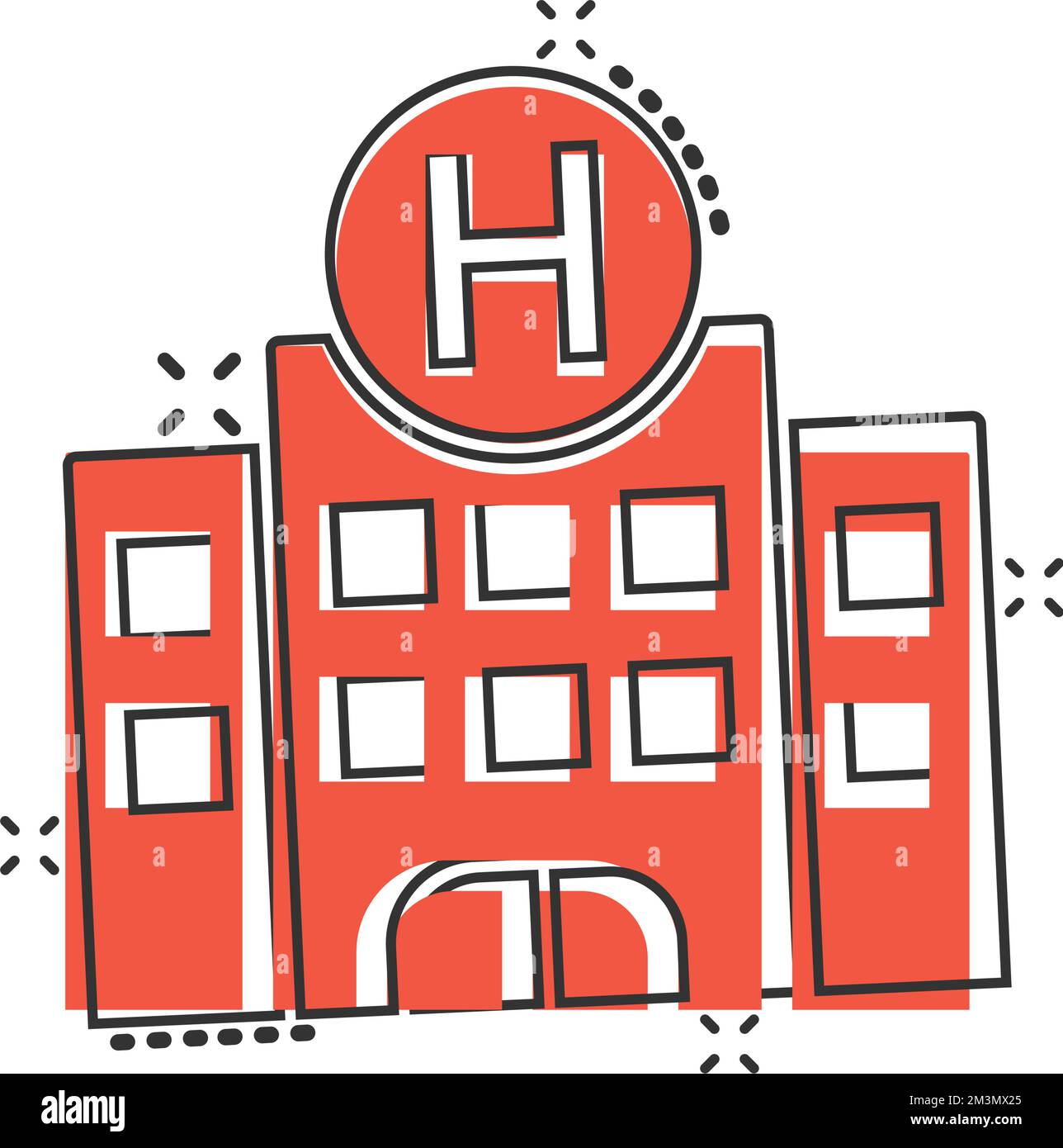 Hospital building icon in comic style. Medical clinic cartoon vector ...