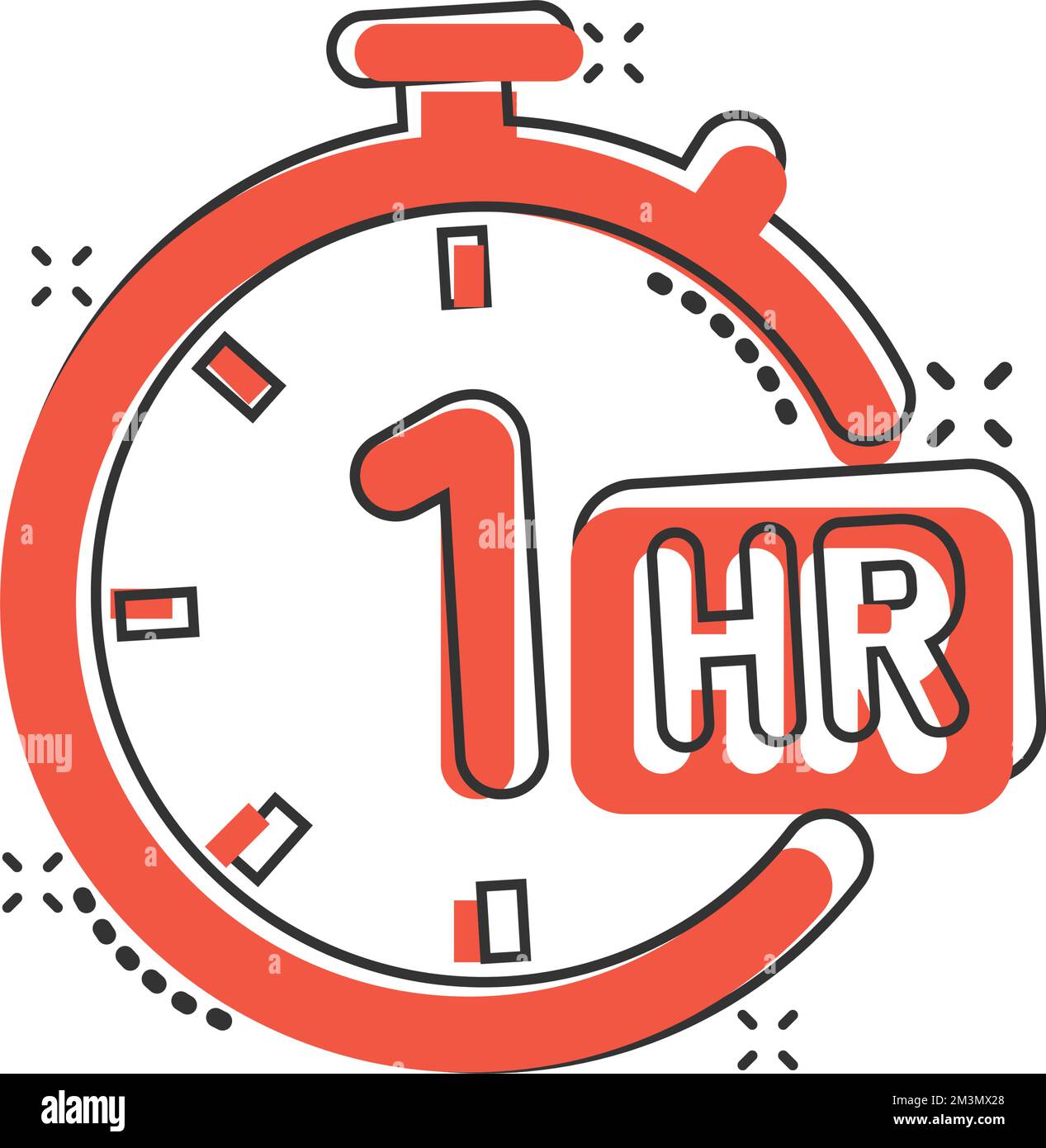 1 Hour Clock Icon In Comic Style Timer Countdown Cartoon Vector