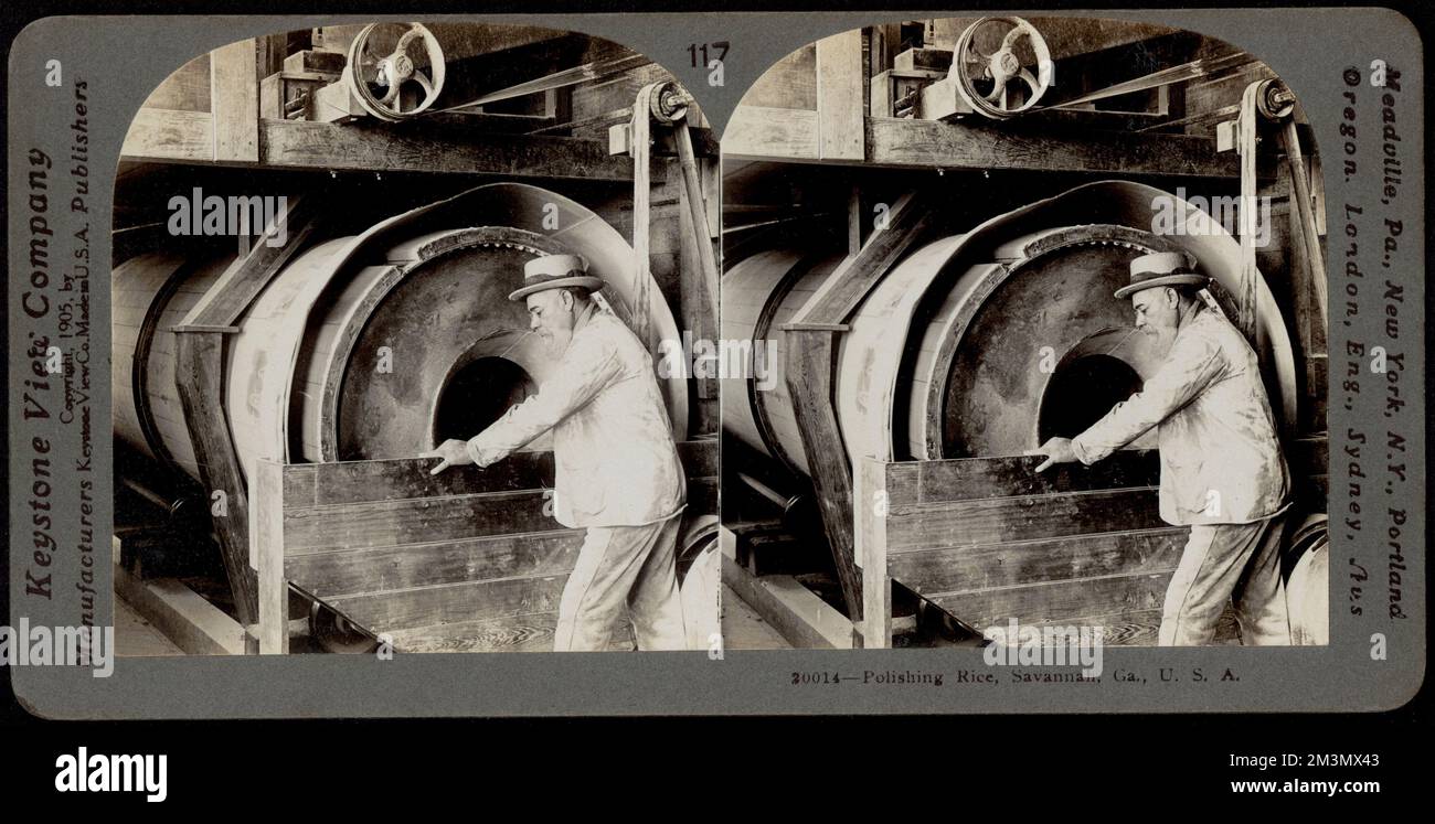 Polishing rice, Savannah, Ga. , Rice industry, Machinery Stock Photo ...