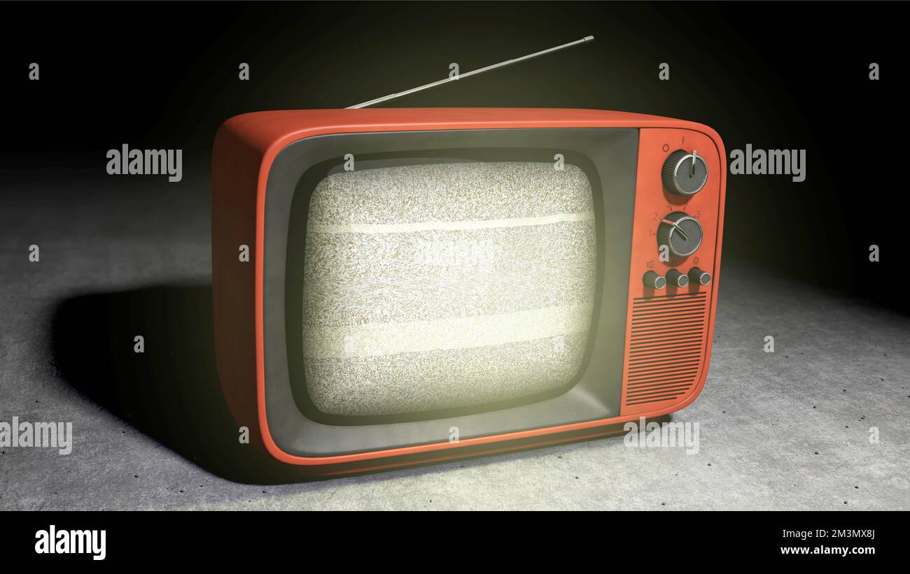 Retro television with picture disturbance Stock Photo - Alamy