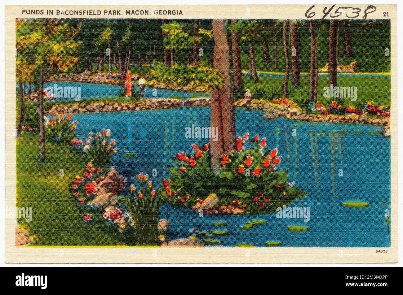 Ponds in Baconsfield Park, Macon, Georgia , Parks, Tichnor Brothers ...