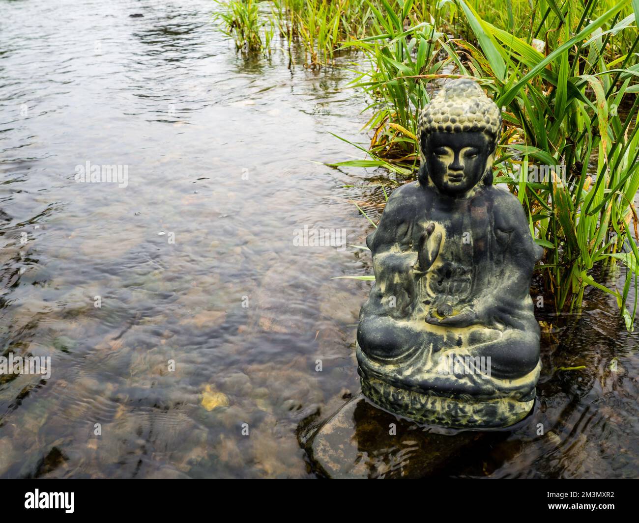 Buddha figure in a river 01 Stock Photo - Alamy