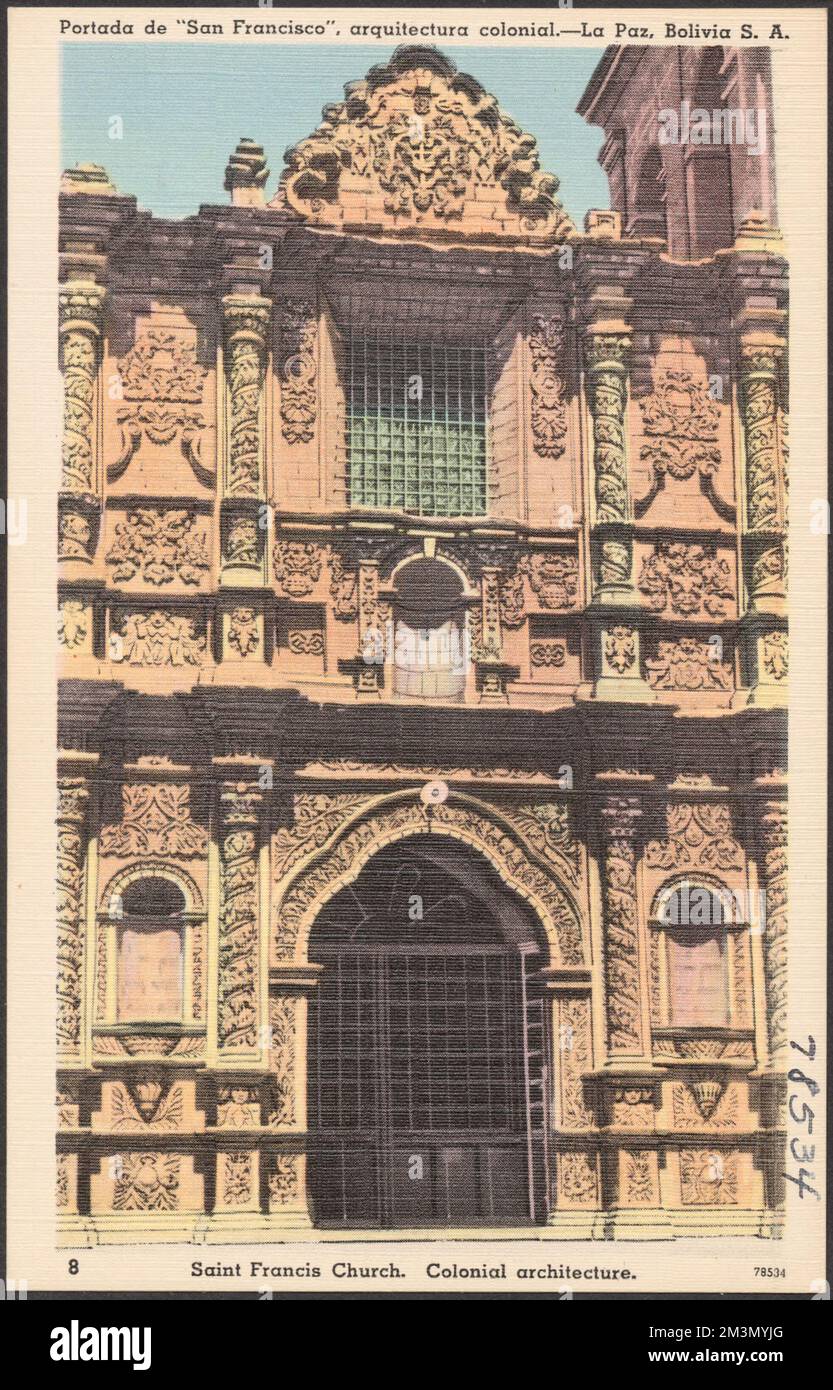 Portada de 'San Francisco', arquitectura colonial. La Paz, Bolivia S. A ...