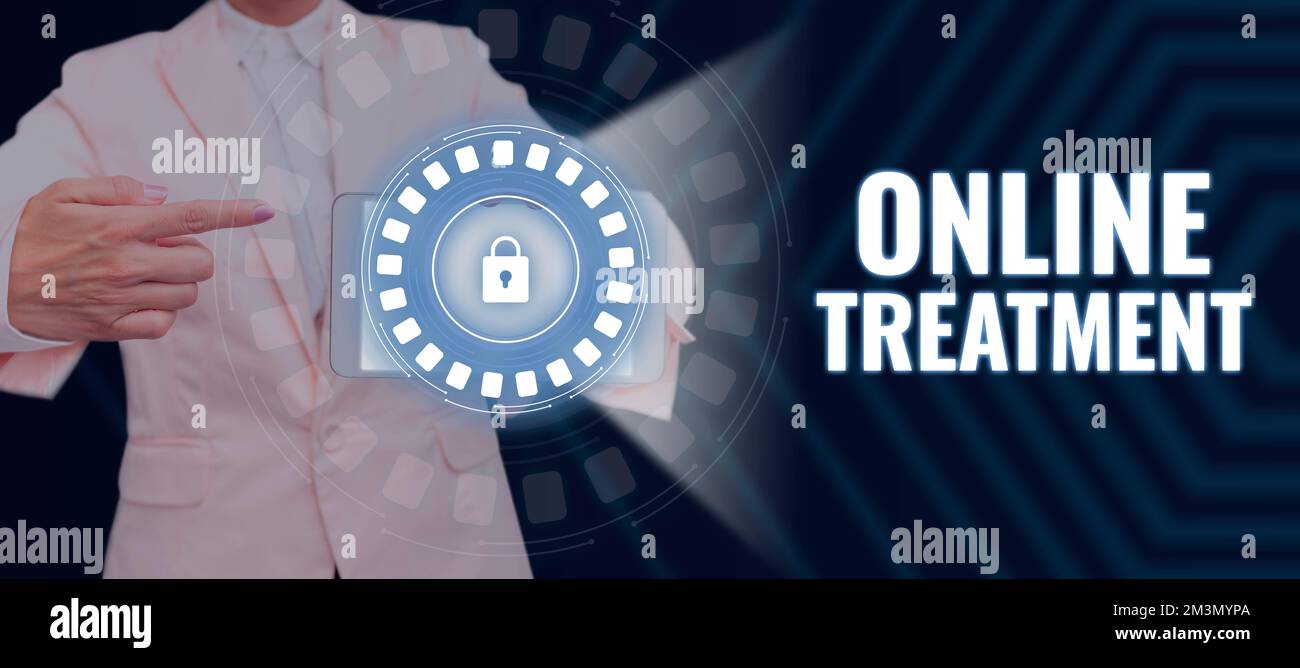 Handwriting text Online Treatment. Conceptual photo delivery of mental ...