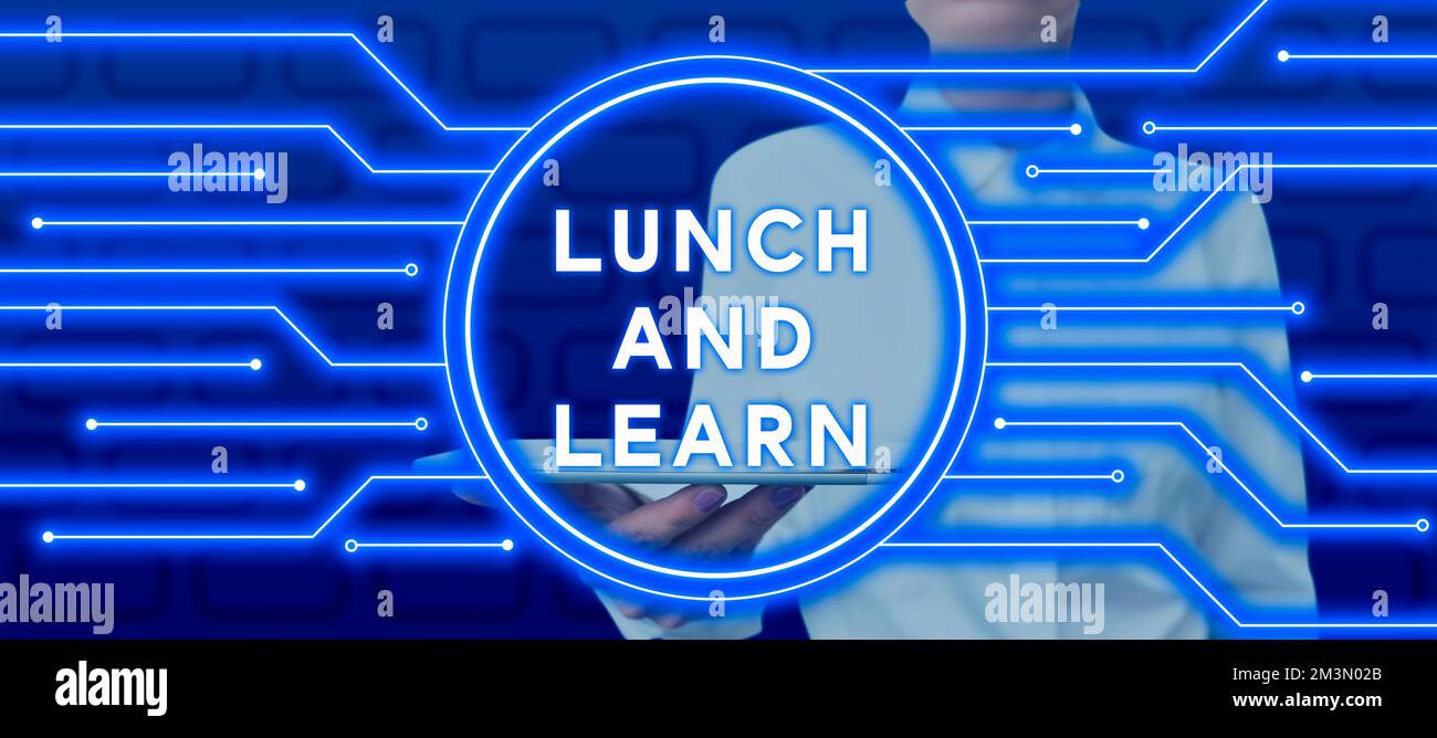 Text showing inspiration Lunch And Learn. Word for Have meal and study ...