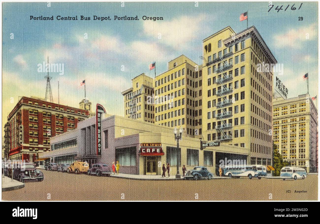 Portland Central Bus Depot, Portland, Oregon , Tichnor Brothers ...
