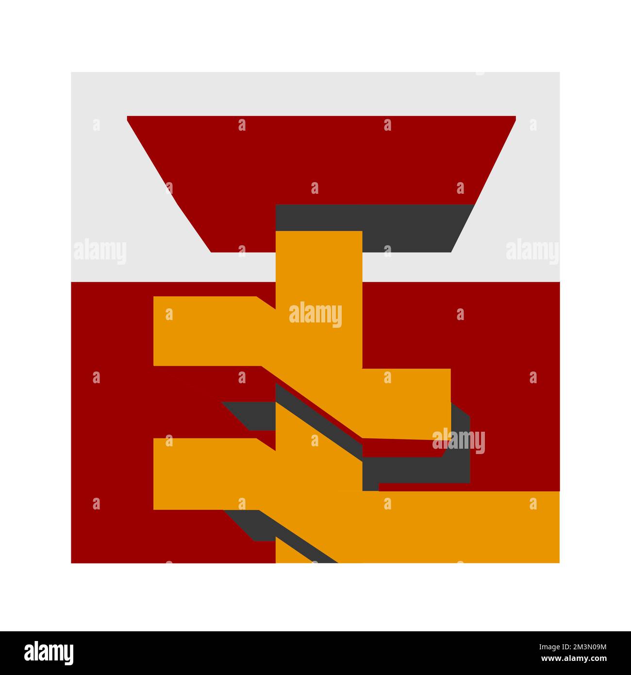 A vector of some abstract architectural shapes in orange and red colors ...