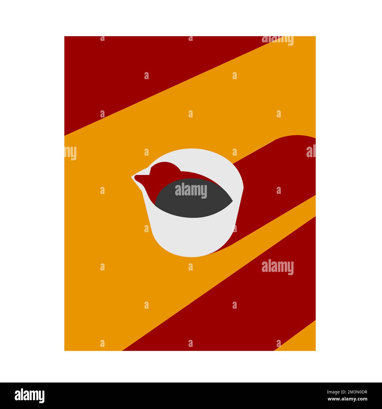 A vector of a coffee mug with its shadow on the wall in red and orange ...