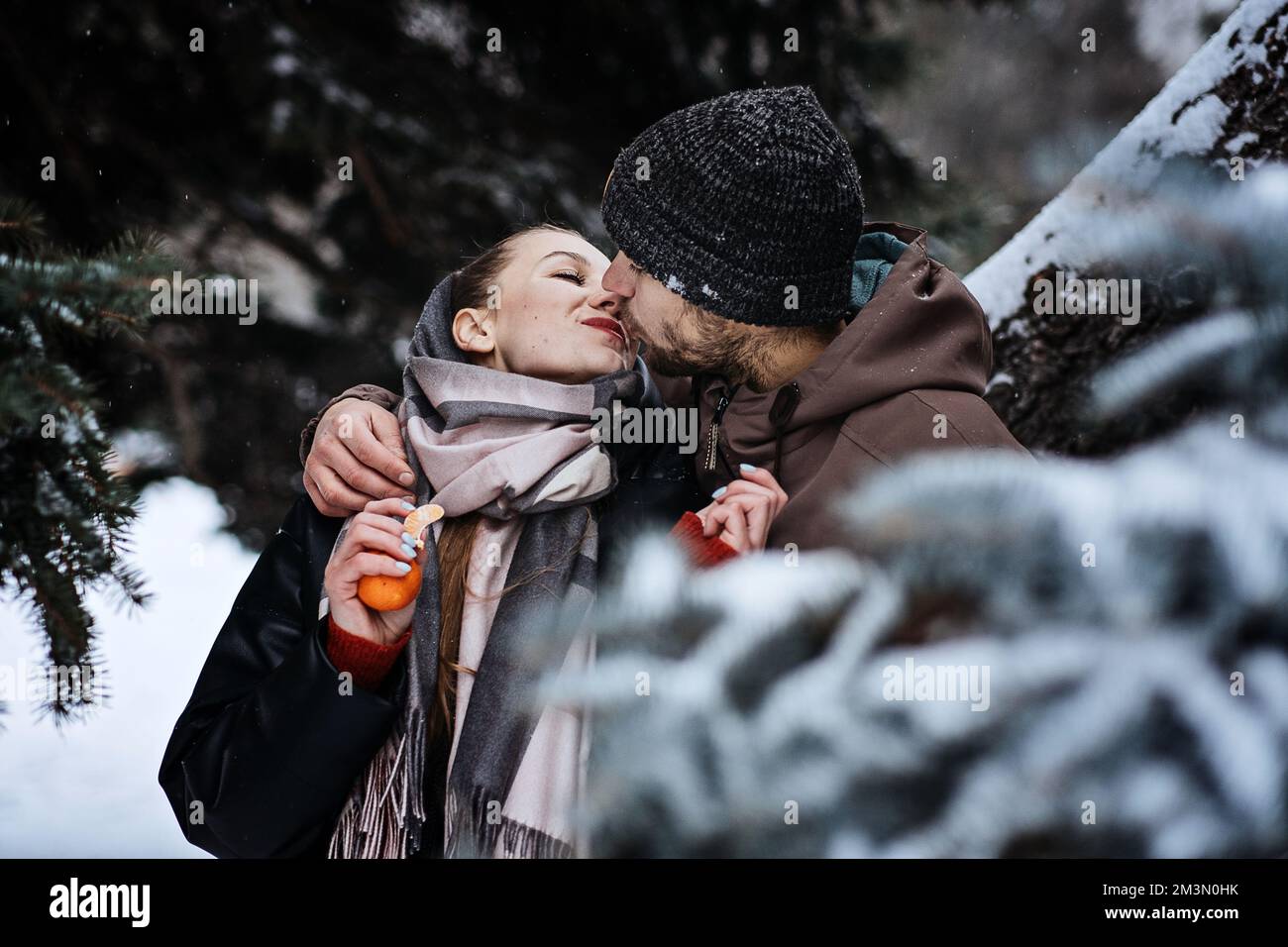 Outdoors Valentines Day Date Ideas for Couples. Winter love story. Cold ...