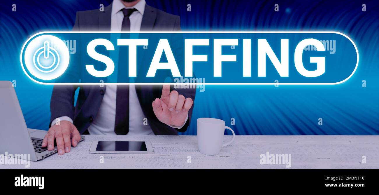 Hand writing sign Staffing. Business approach The percentage of workers ...