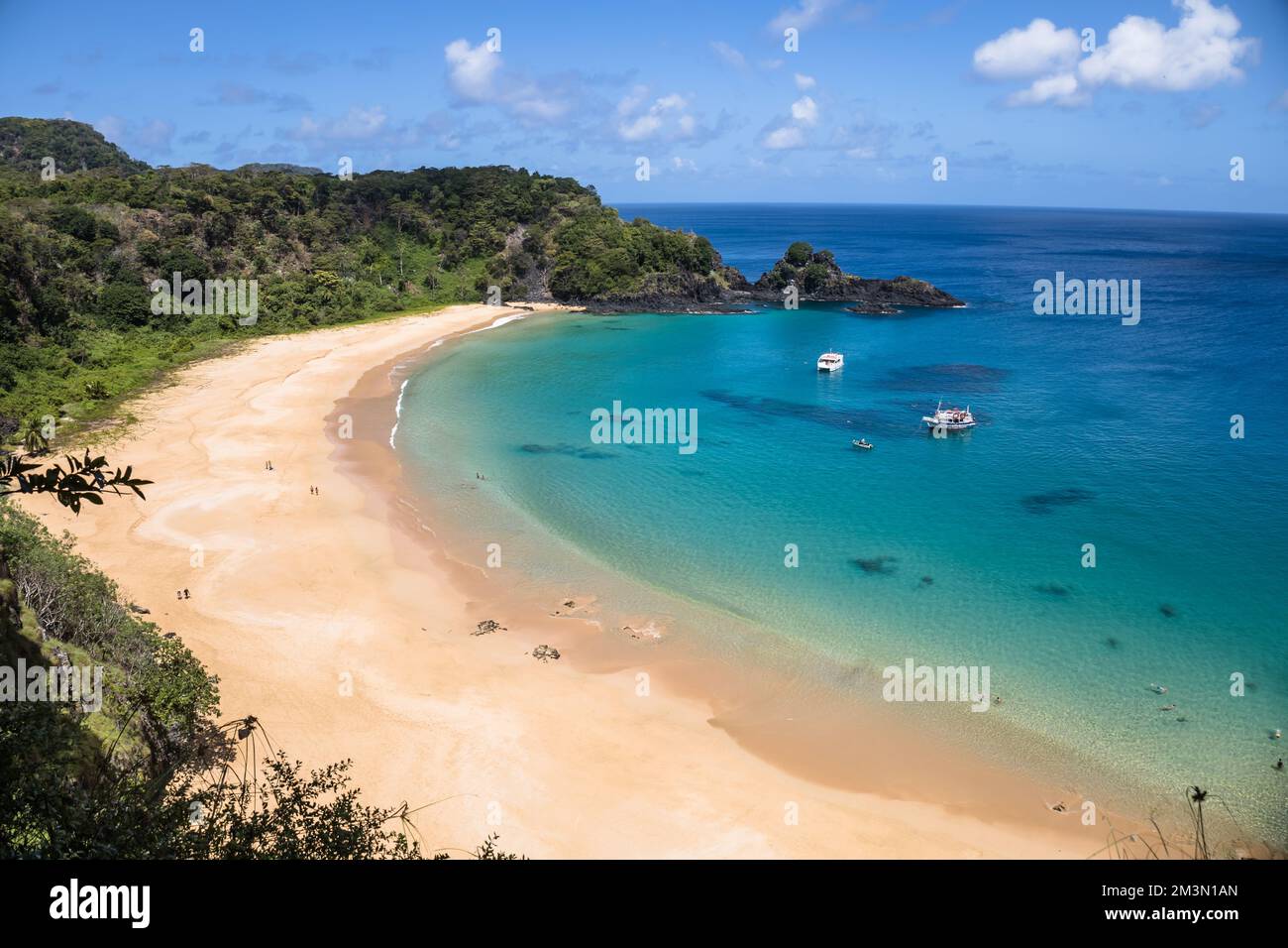 The bird's eye view of Sancho Bay. Fernando de Noronha, Brazil Stock ...