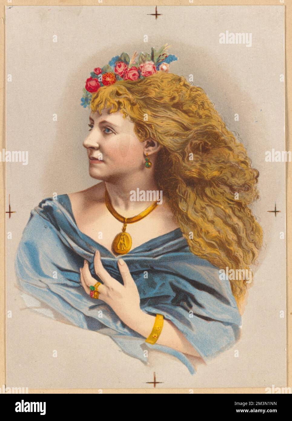 Portrait of a woman , Flowers. Louis Prang & Company Collection Stock ...