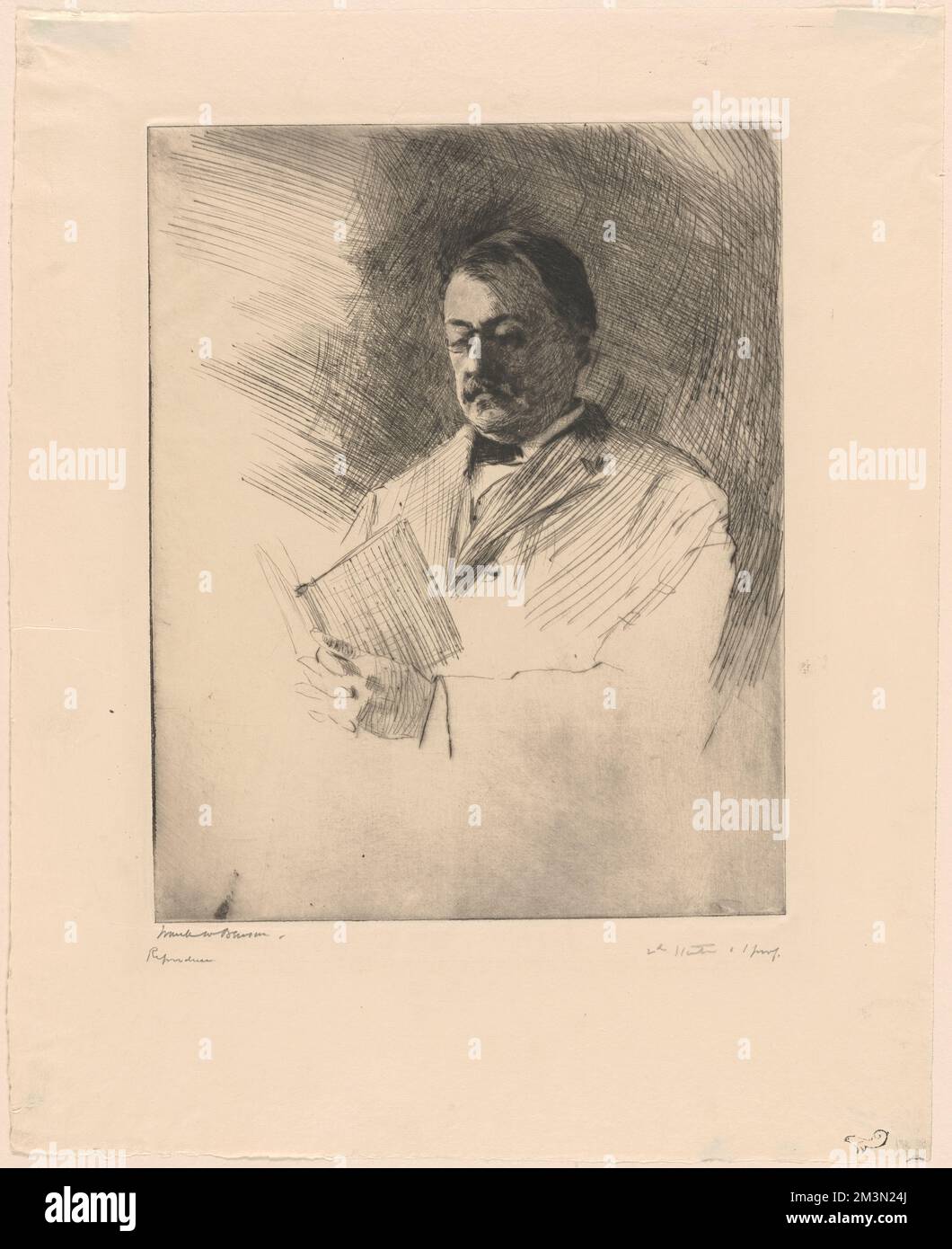 Portrait of George R. Agassiz , Reading, Books, Agassiz, George R ...