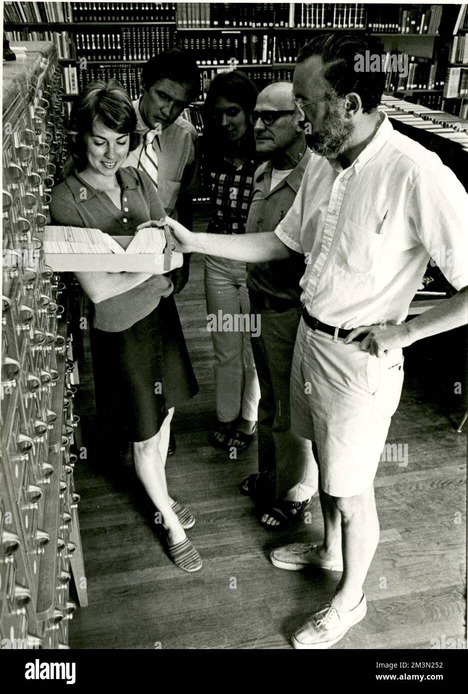 Portrait of library staff , Librarians, Card catalogs, Massachusetts ...