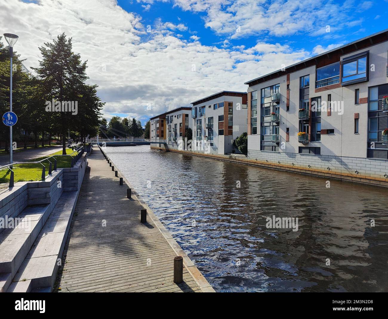 A view of modern residential buildings across the water channel Stock ...