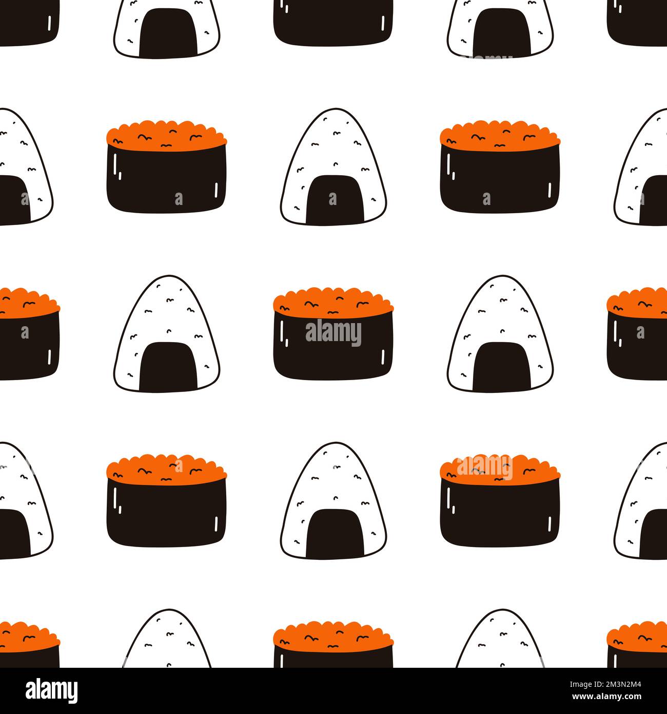 Seamless pattern with sushi. Hand drawn vector background with ...
