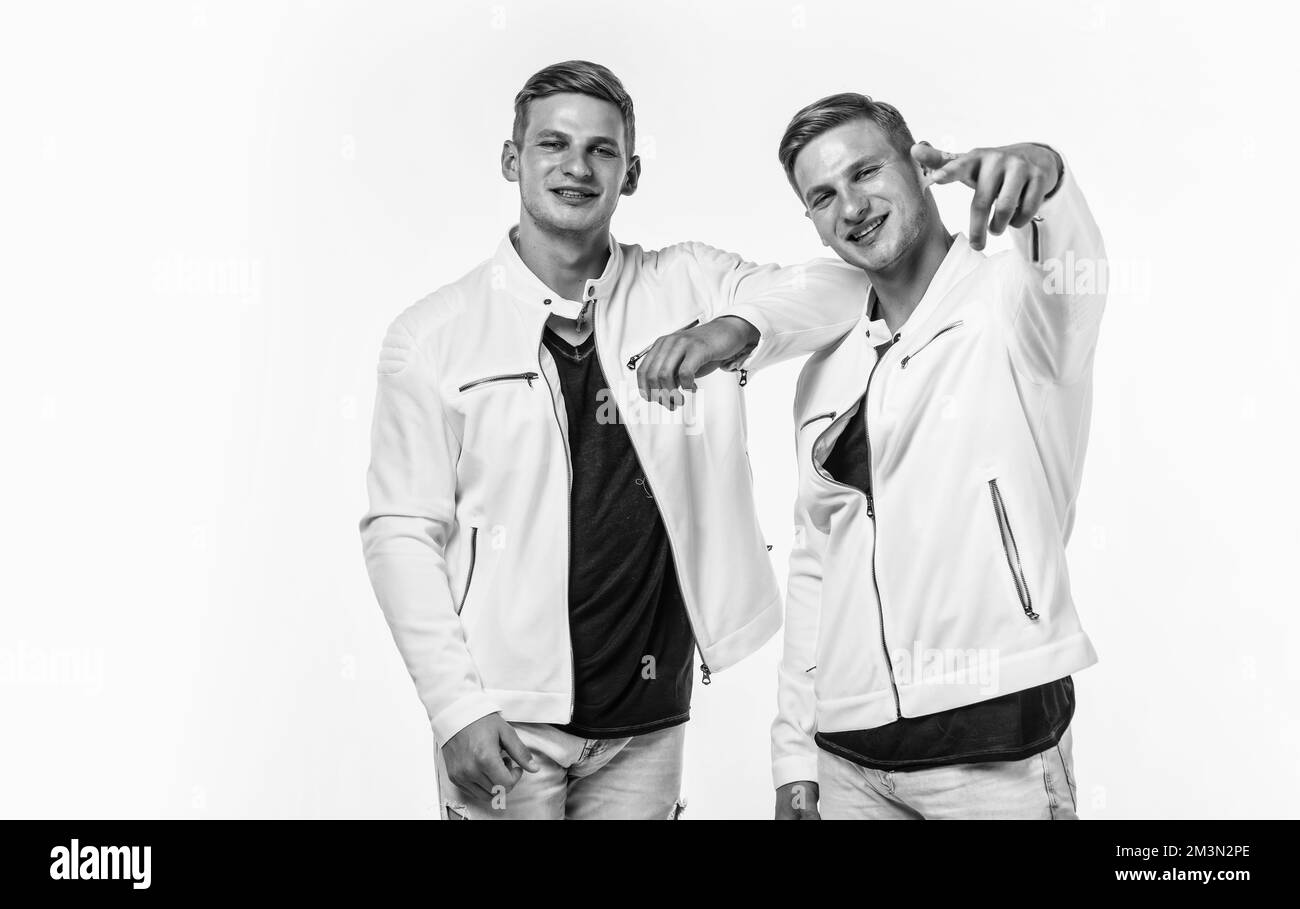 togetherness. family relations and friendship. men friends. two cousin ...