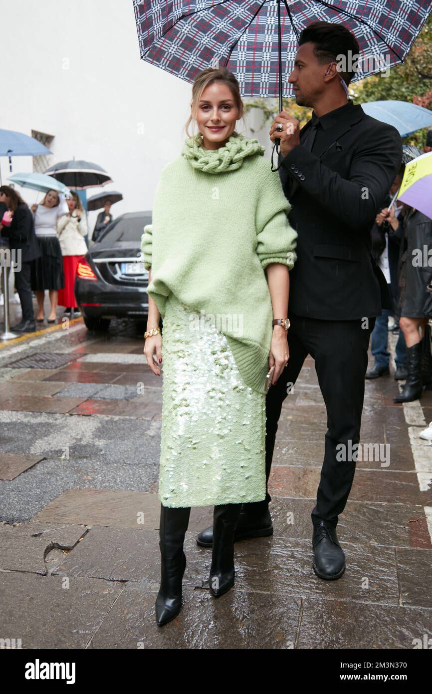MILAN, ITALY - SEPTEMBER 24, 2022: Olivia Palermo before Ermanno ...