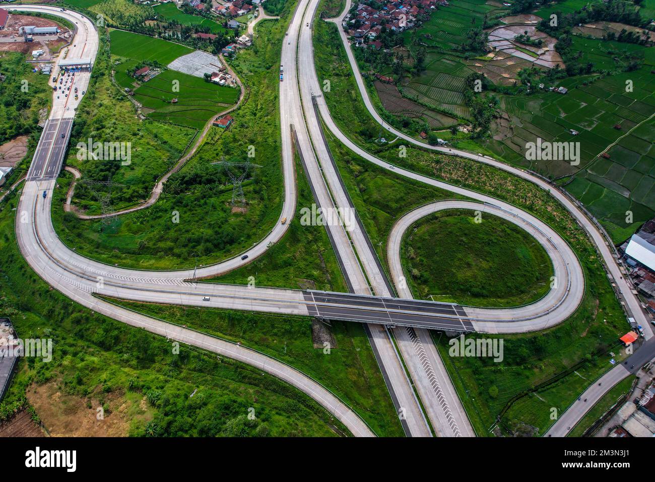 Sumedang, West Java, Indonesia. 16th Dec, 2022. Aerial view vehicles ...