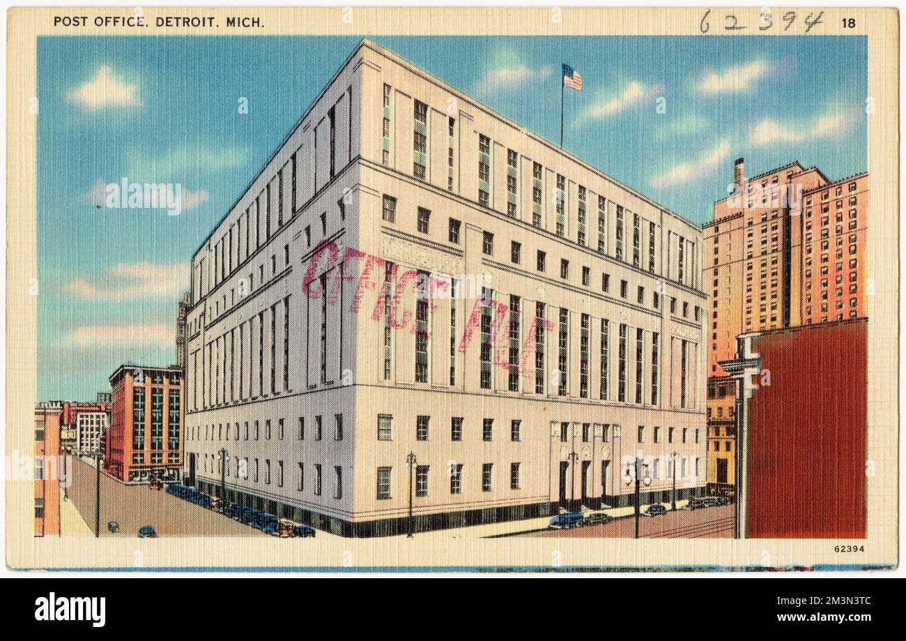 Post Office, Detroit, Mich. , Post offices, Tichnor Brothers Collection ...