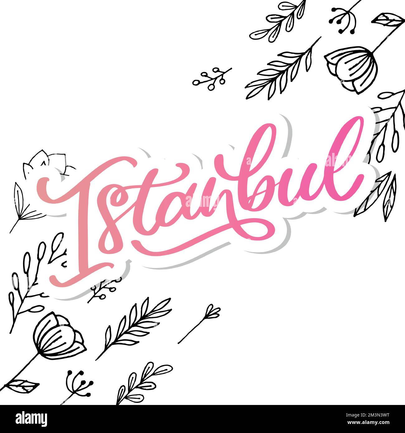 Istanbul. Hand lettering. Vector logo of Istanbul in black color with ...
