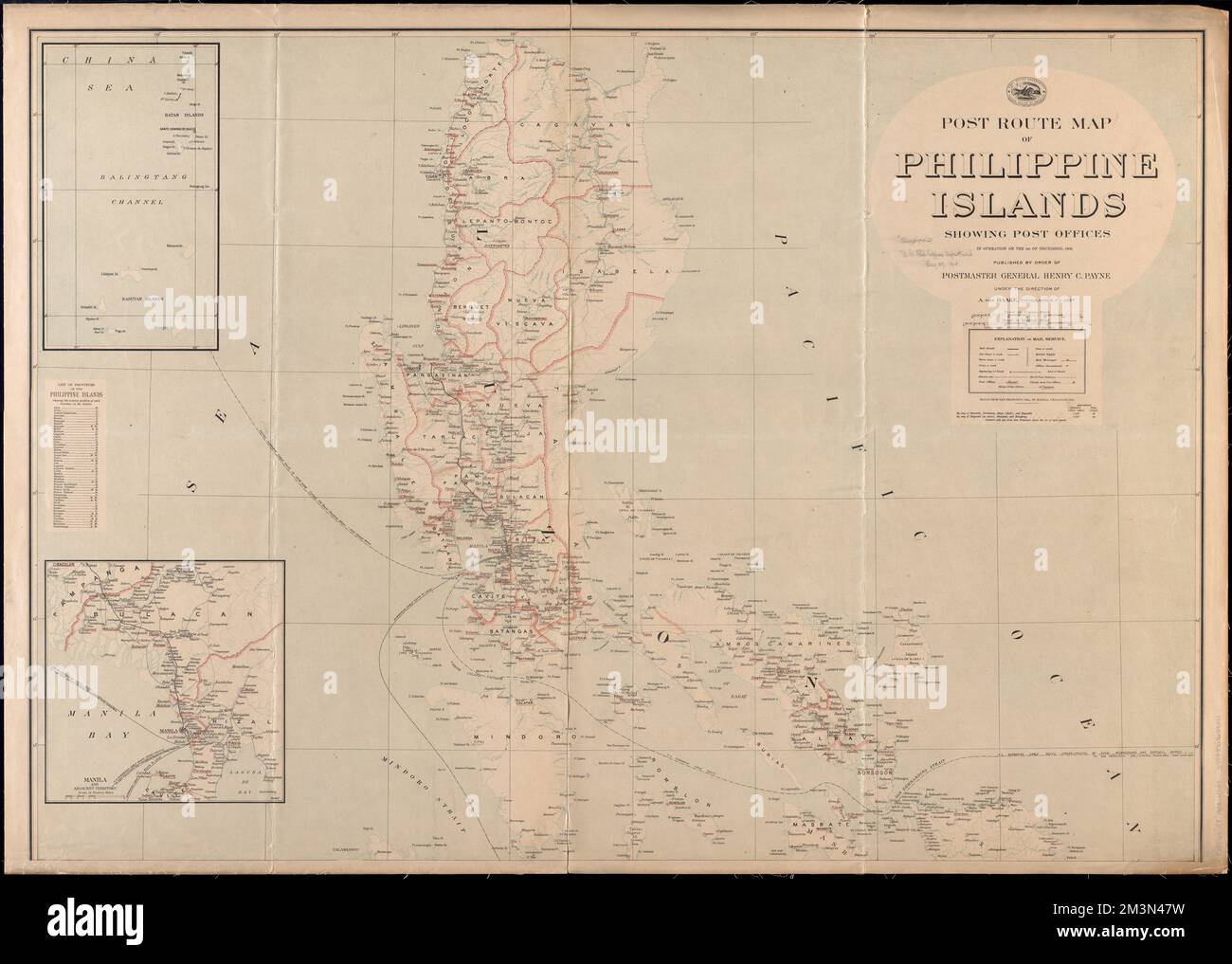 Post route map of Philippine Islands showing post offices in operation ...