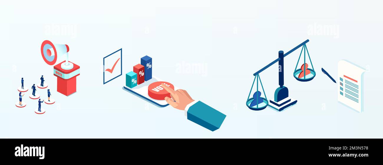 Isometric vector election, voting candidate selection concept Stock ...