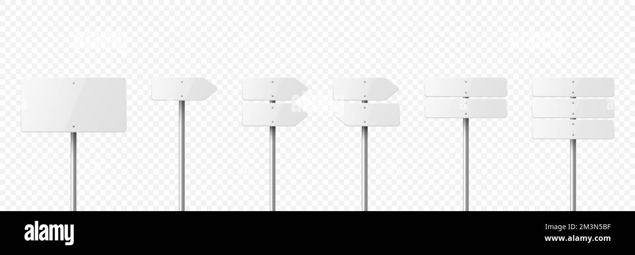 Vector White Blank Warning, Danger Stop Sign Frame Icon Set Isolated ...