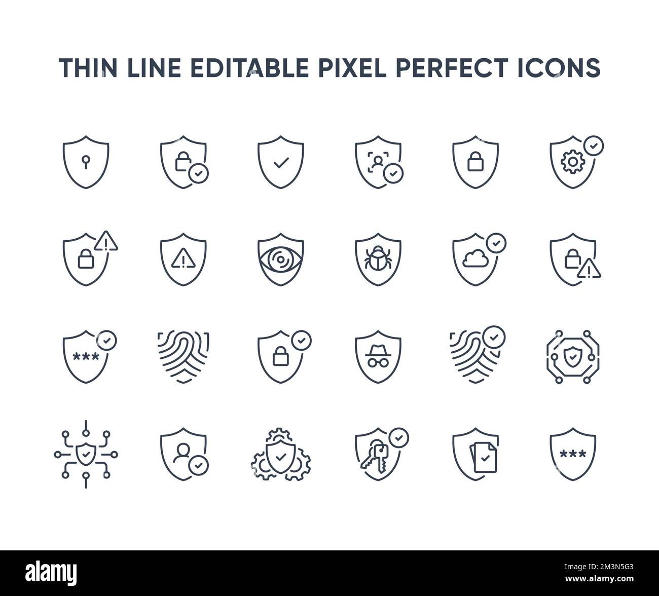 Protection vector line icons. Shield and lock protection icon ...