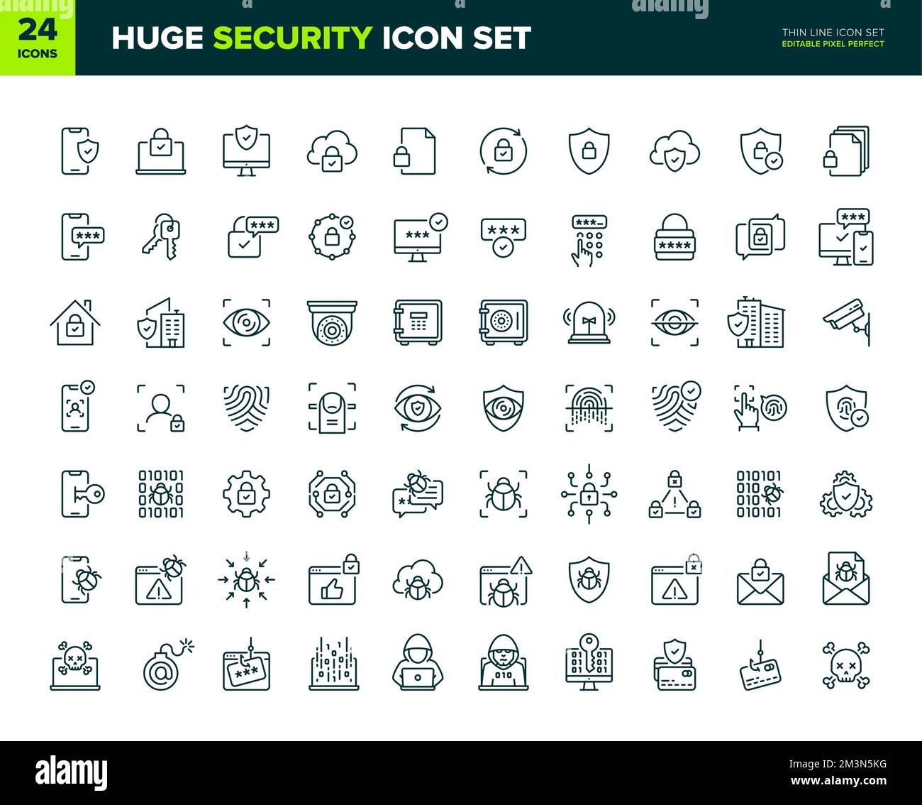 Huge Security vector line icon set. Protection and safety icon ...