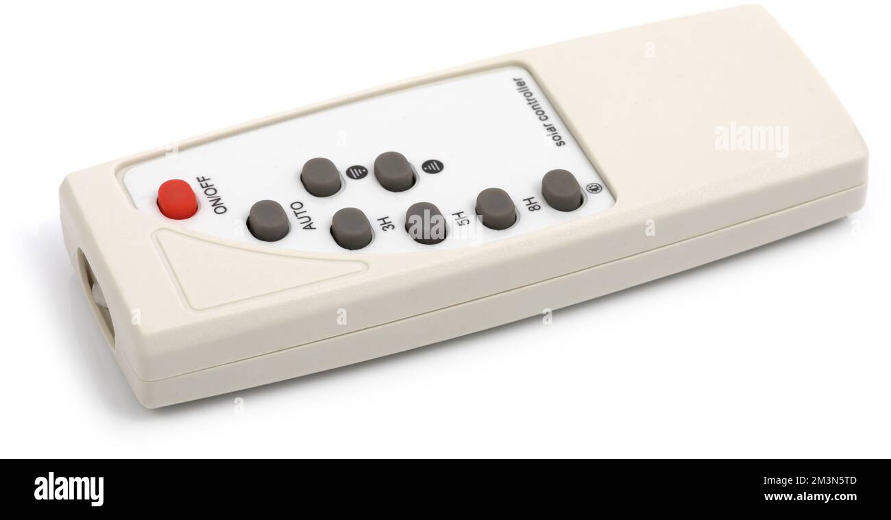 A closeup of a white LED solar lamp pilot on the white background Stock ...