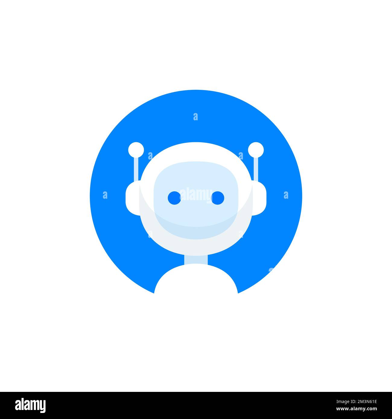 Robot icon in circle. Chatbot sign design. Voice support service bot ...